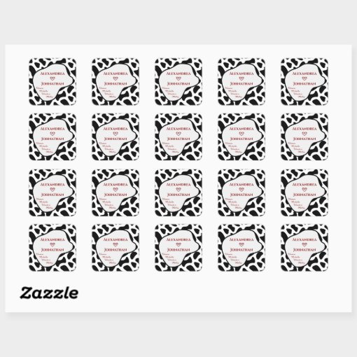 Mom Dad Children Family Names Personalize Square Sticker | Zazzle