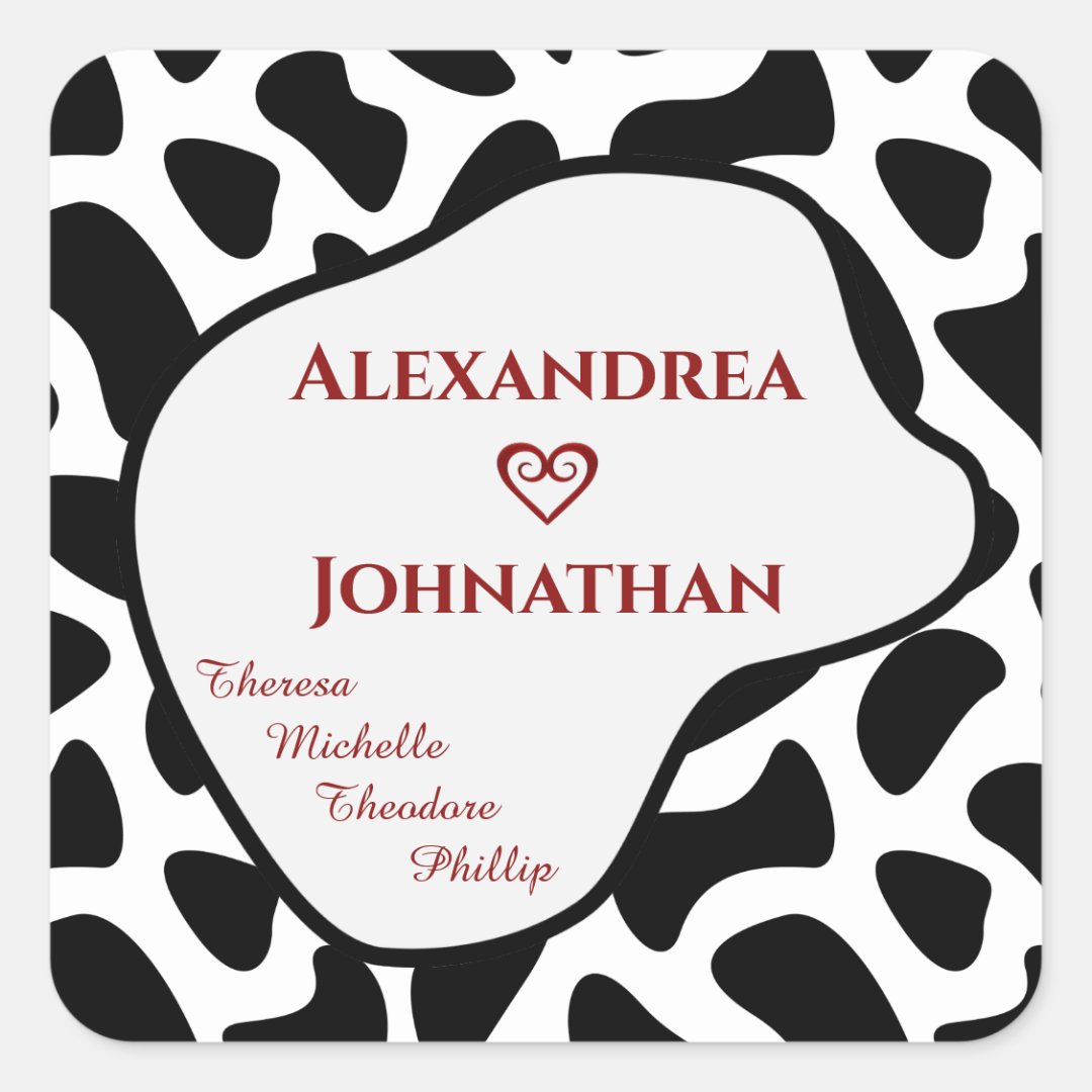 Mom Dad Children Family Names Personalize Square Sticker | Zazzle