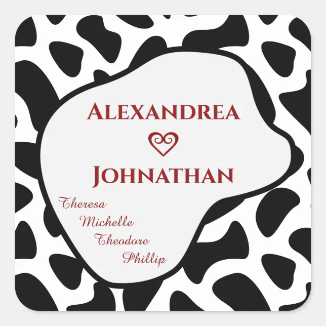 Mom Dad Children Family Names Personalize Square Sticker | Zazzle