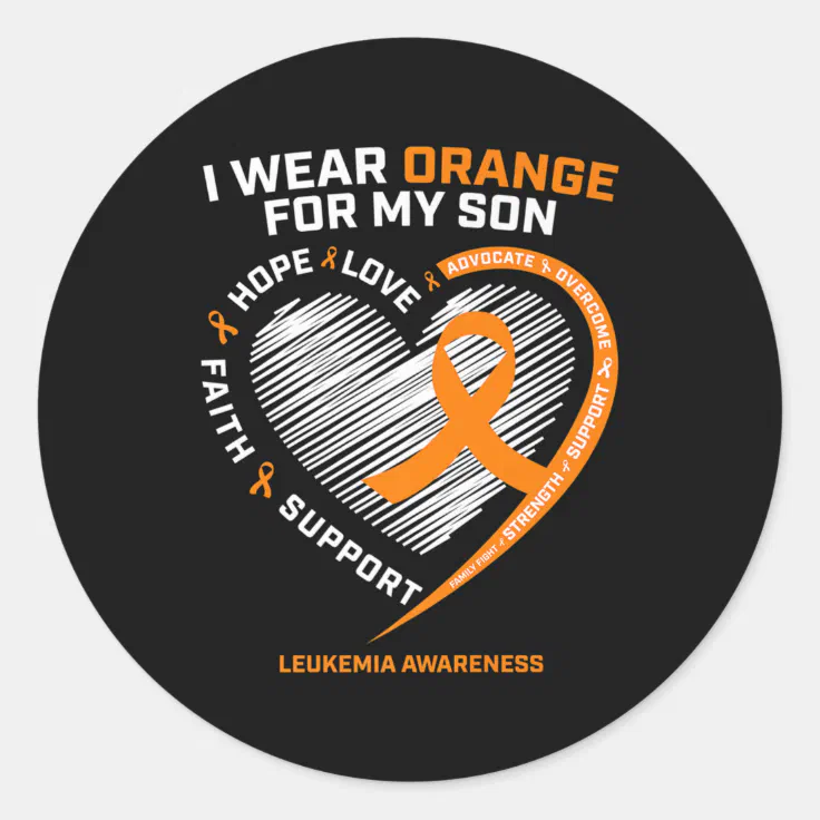 Mom Dad Leukemia Awareness Son Leukemia Awareness Classic Round Sticker ...