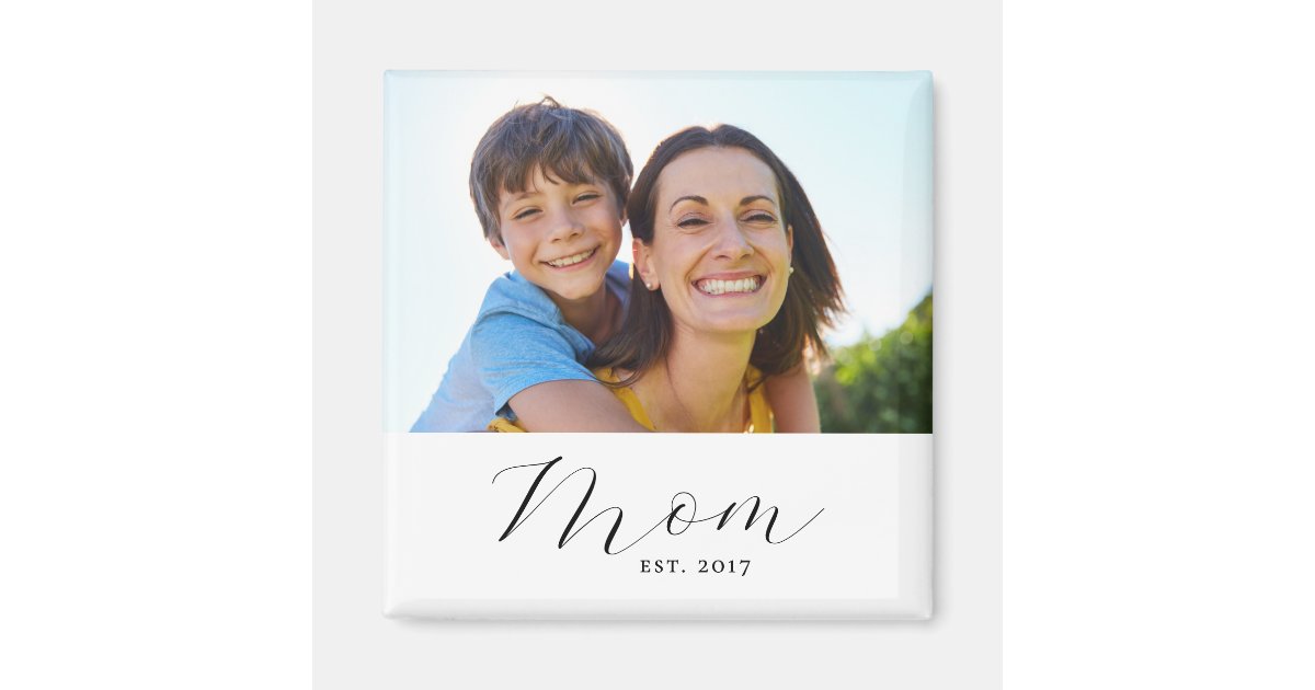 Mom Established Photo Gift Magnet | Zazzle