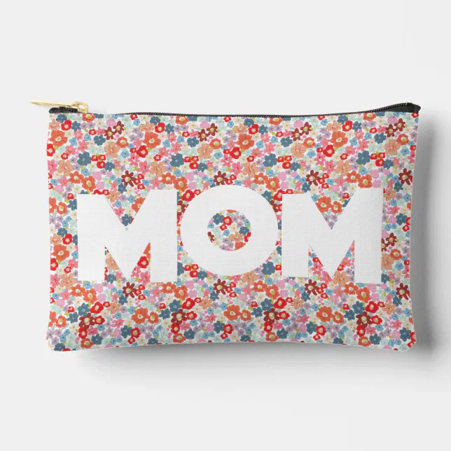 Mom Floral Pattern Accessory Pouch | Zazzle