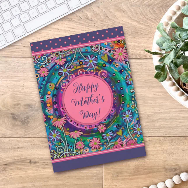 Mom Floral Pretty Pink Blue Unique Mother’s Day Card | Zazzle
