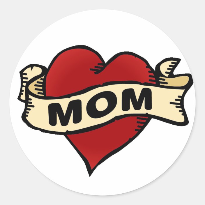 Mom Heart Tattoo Classic Round Sticker | Zazzle.com