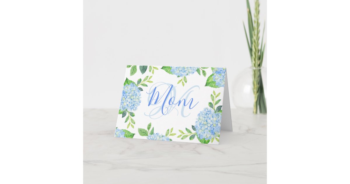 Mom Hydrangea Watercolor Floral Mother's Day Card | Zazzle