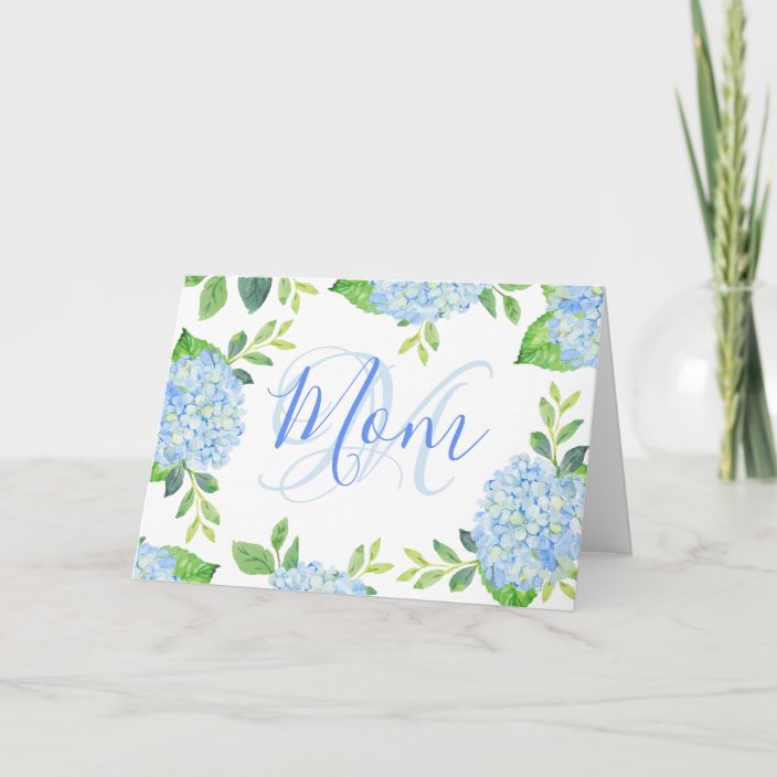 Mom Hydrangea Watercolor Floral Mother's Day Card | Zazzle.com
