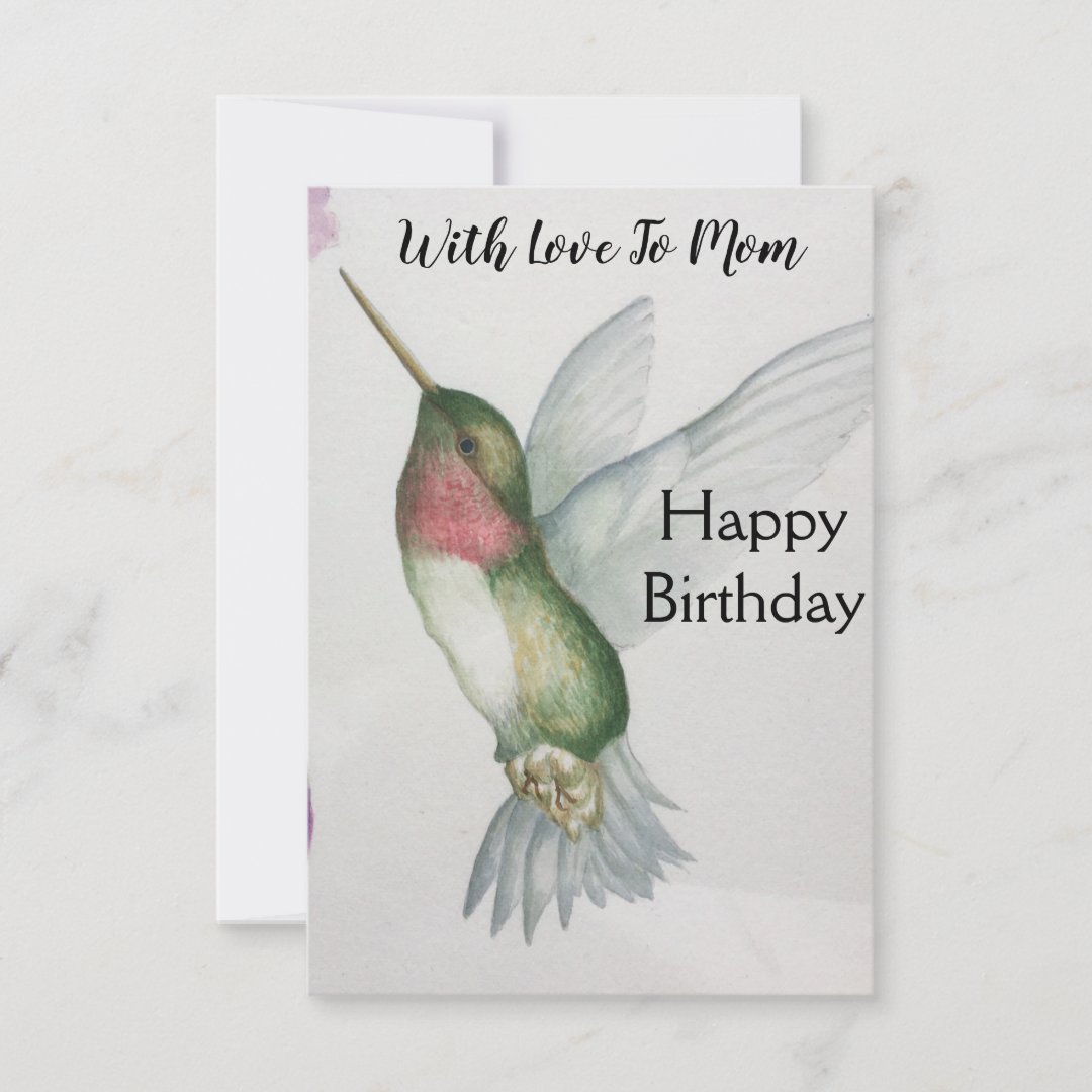 Mom Joyful Hummingbird Happy Birthday Card | Zazzle