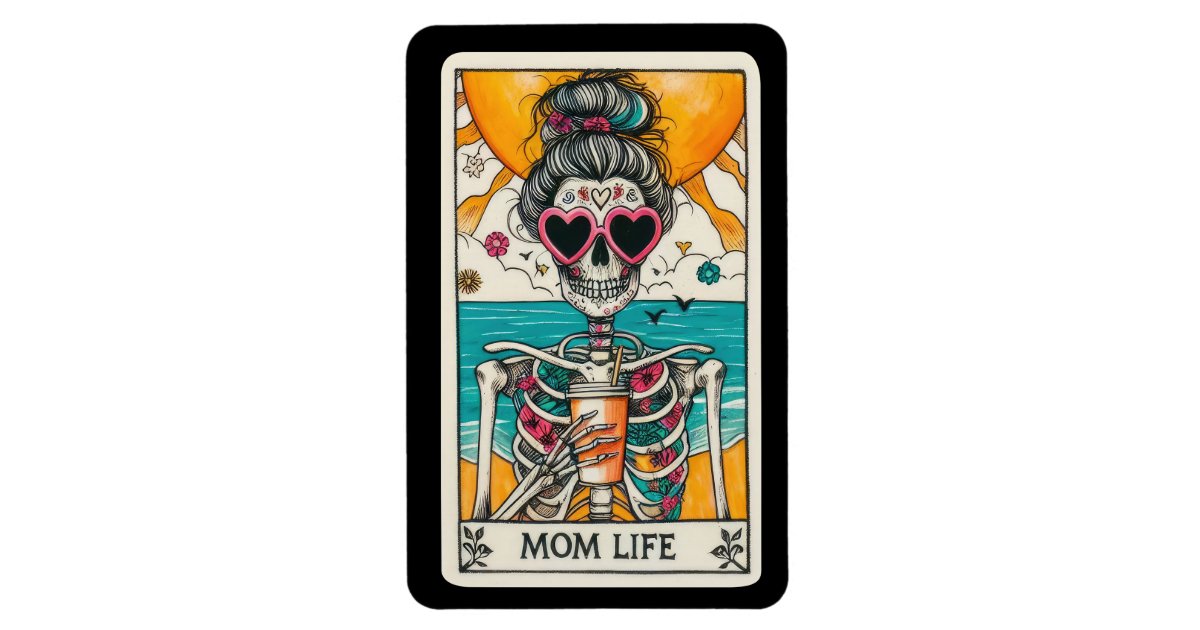Mom Life Skeleton Tarot Card Magnet | Zazzle