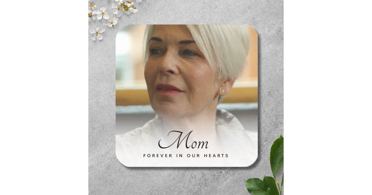 Mom Photo Personalized Memorial Tribute Funeral Square Sticker | Zazzle