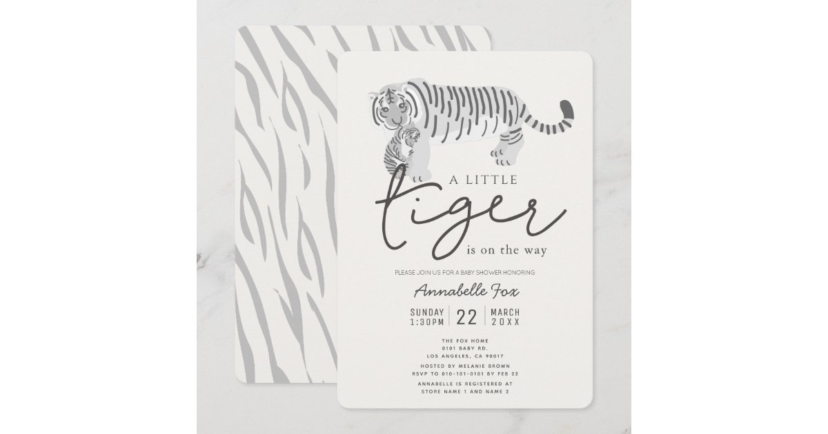 Mom Tiger & Cub Cream Gender-Neutral Baby Shower Invitation | Zazzle