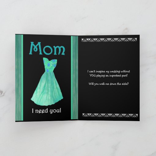 MOM - Walk Me Down the Aisle - Mint Green Gown Invitation | Zazzle