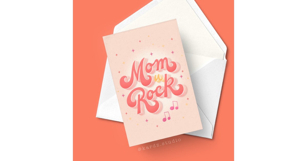 Mom You Rock Typography Mothers Day Card | Zazzle