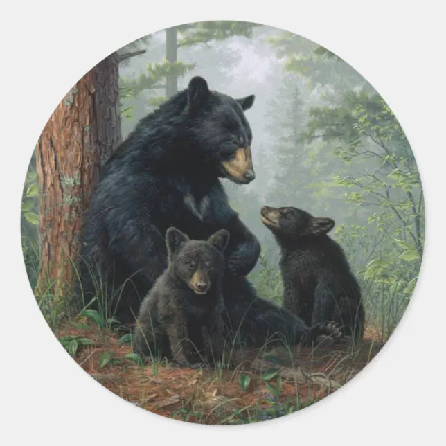 Momma Bear Classic Round Sticker | Zazzle