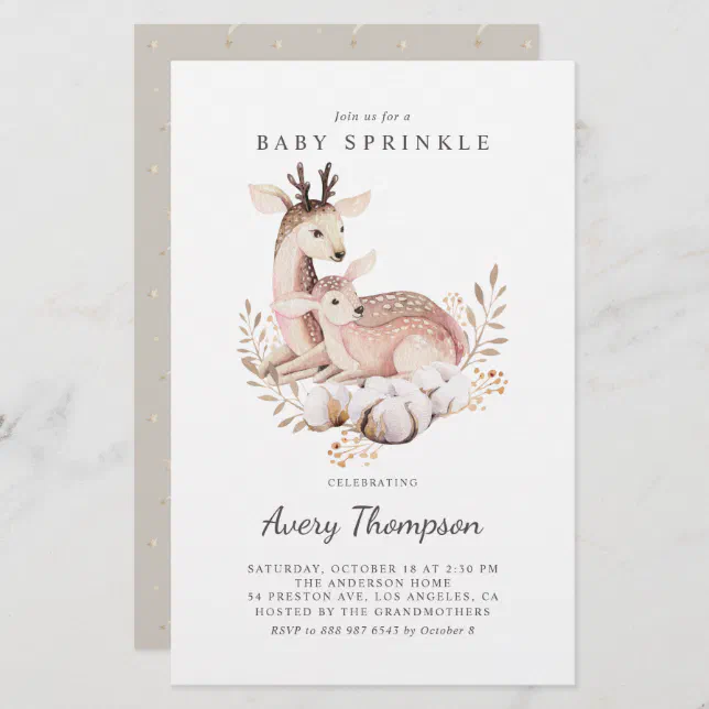 Mommy and Baby Deer Fall Baby Sprinkle Invitation | Zazzle
