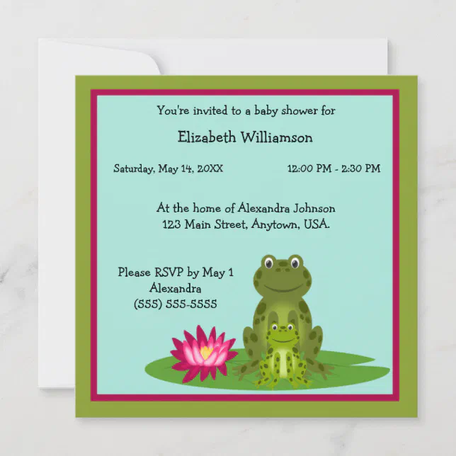 Mommy and Baby Frog Theme Baby Shower Invitation | Zazzle