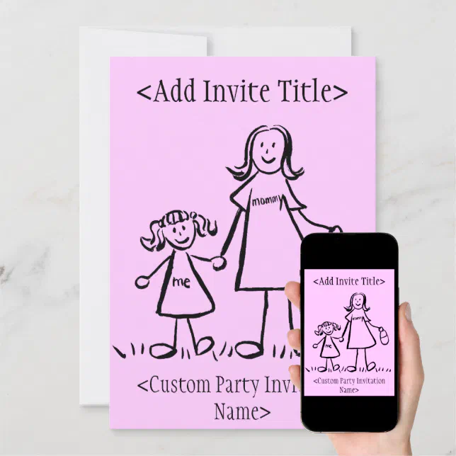 "Mommy and Me" Little Girl Invitation or Invites | Zazzle