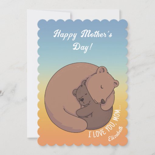 Mommy Bear Hugging Baby Bear Cub Mother's Day Card | Zazzle