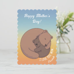 Mommy Bear Hugging Baby Bear Cub Mother's Day Card | Zazzle