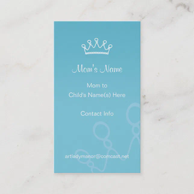 Mommy Calling Card - Blue Crown | Zazzle