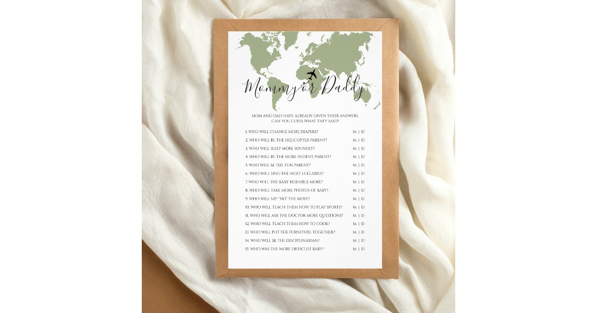 Mommy or Daddy Travel Map Baby Shower Game Flyer | Zazzle