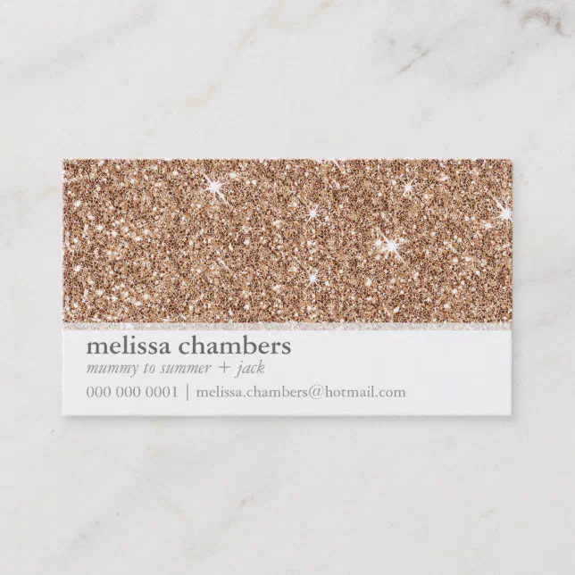 MOMMY PLAYDATE CONTACT modern rose gold glitter Calling Card | Zazzle