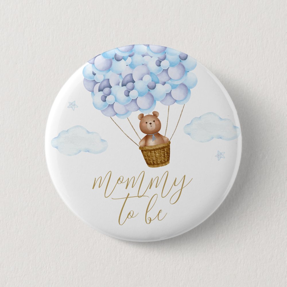 Mommy To Be Teddy Bear Blue Boy Baby Shower Pin Buttons 1.25" sold by ...