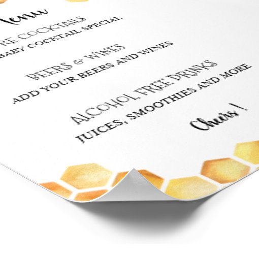 Mommy to Bee Baby Shower bar menu Poster | Zazzle