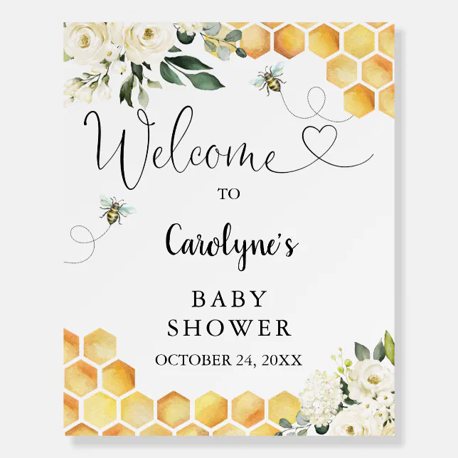 Mommy to Bee Baby Shower Welcome Sign | Zazzle