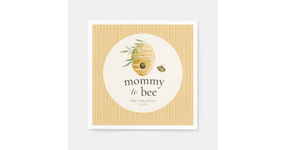 Mommy To Bee Striped Yellow Honey Bee Baby Shower Napkins | Zazzle