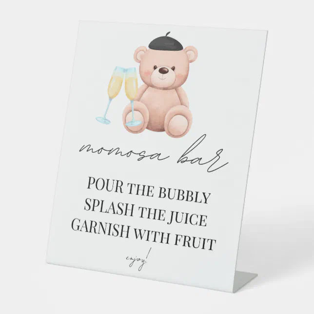 Momosa Bar Bonjour Bebe French Baby Shower Pedestal Sign | Zazzle