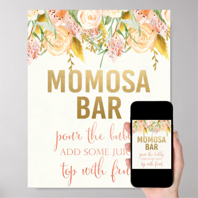 Momosa Bar Floral Sign | Zazzle