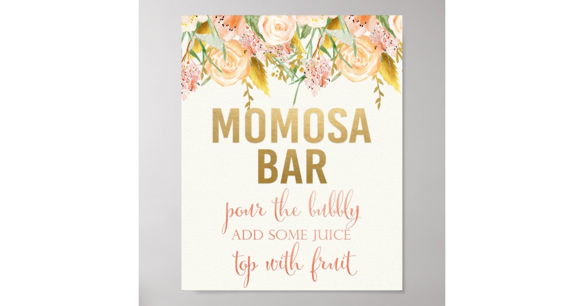 Momosa Bar Floral Sign | Zazzle