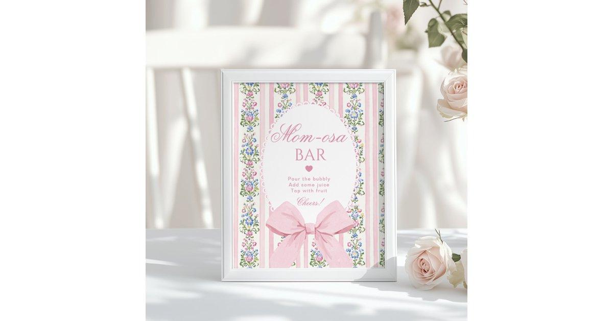 Momosa bar Pink Bow Love Shack Baby Poster | Zazzle
