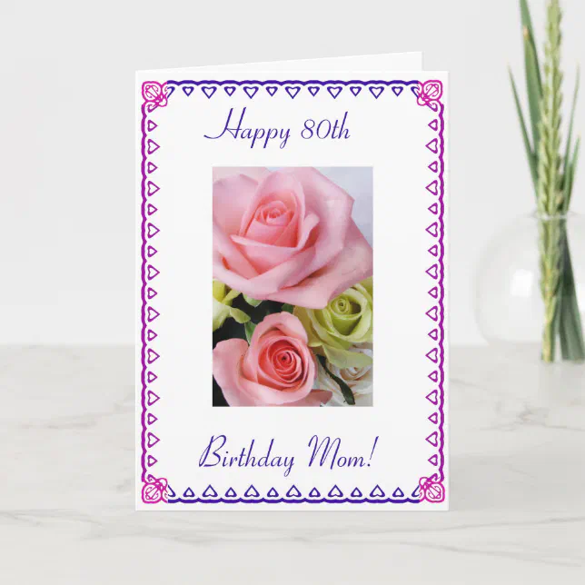Mom's 80th Birthday Card | Zazzle