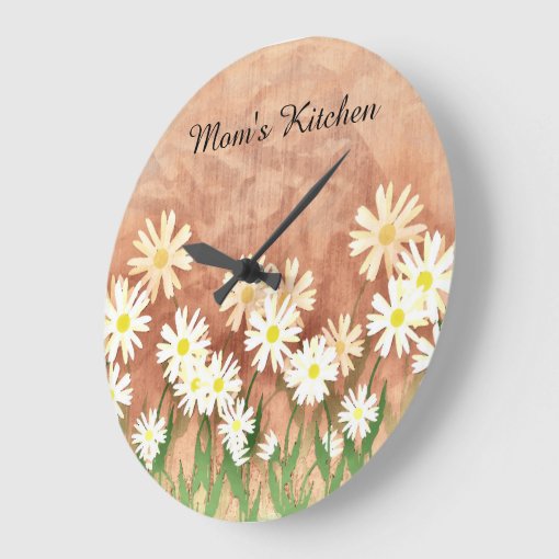 Mom's Daisy Kitchen Clock | Zazzle