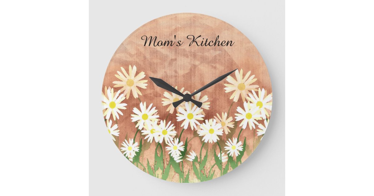 Mom's Daisy Kitchen Clock | Zazzle