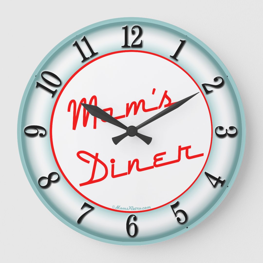 Moms Diner Retro Kitchen Wall Clock | Zazzle