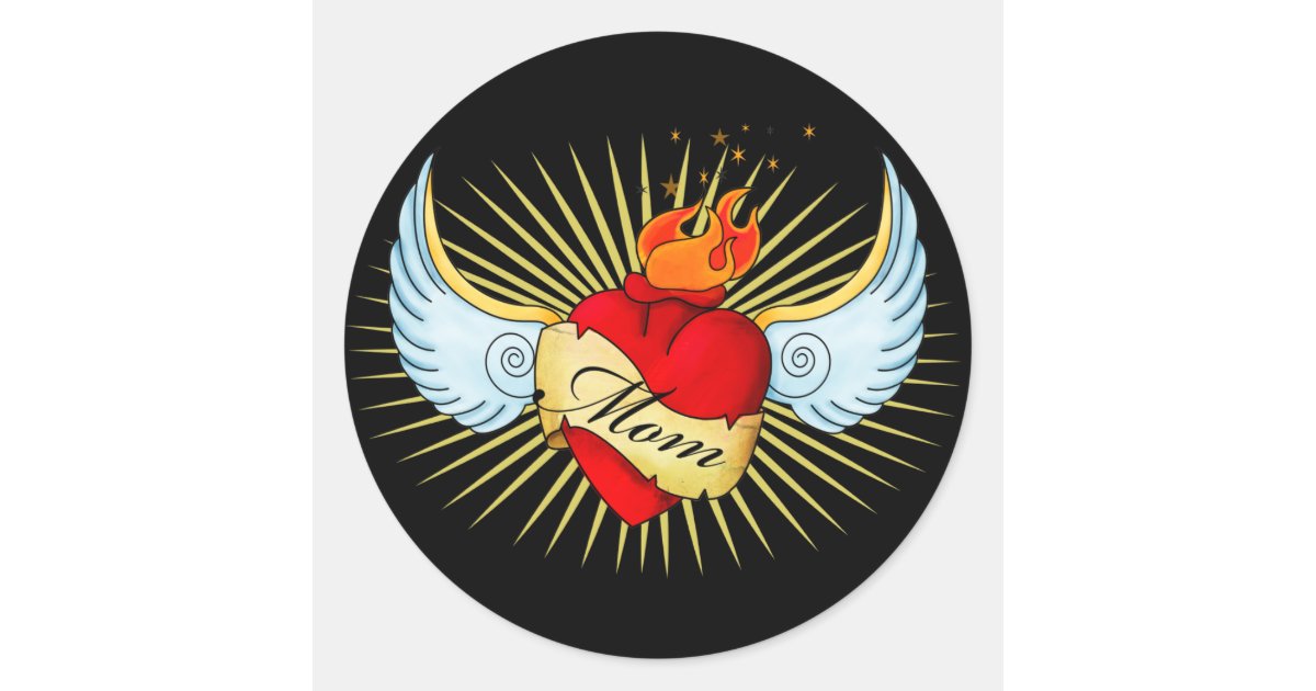 Mom's Heart Classic Round Sticker | Zazzle