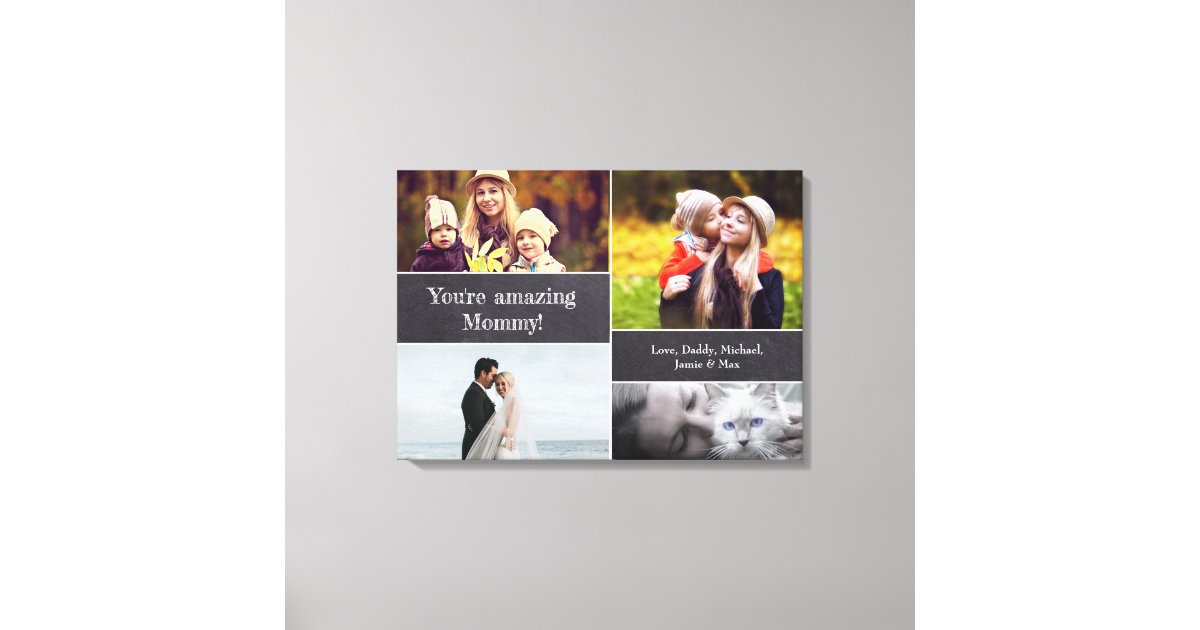 "Mom's Memory Canvas: Personalized Photo Collage W Canvas Print | Zazzle