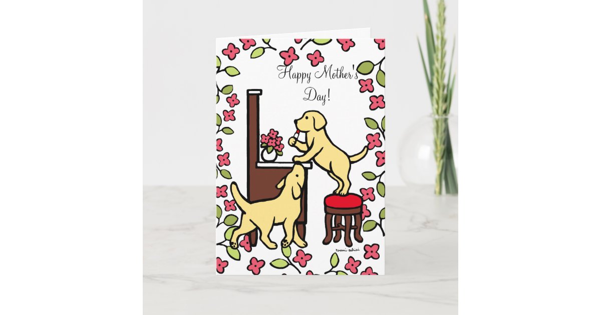 Mom's Yellow Lab Puppy Duo Card | Zazzle