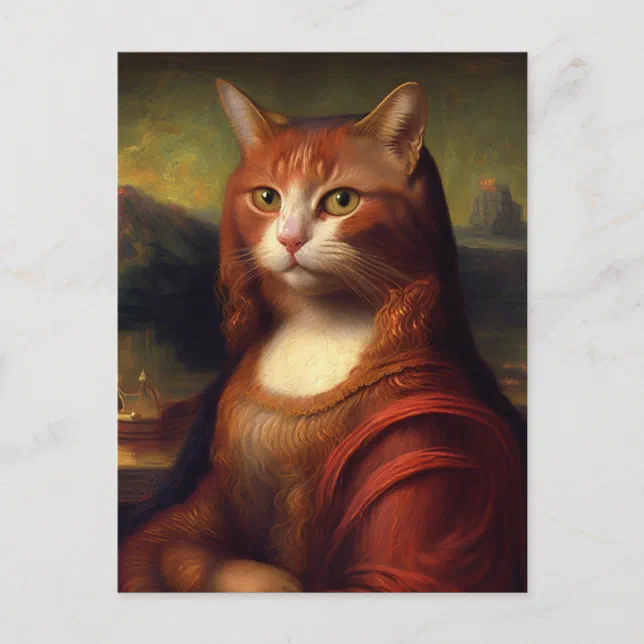 Mona Lisa Cat Postcard | Zazzle
