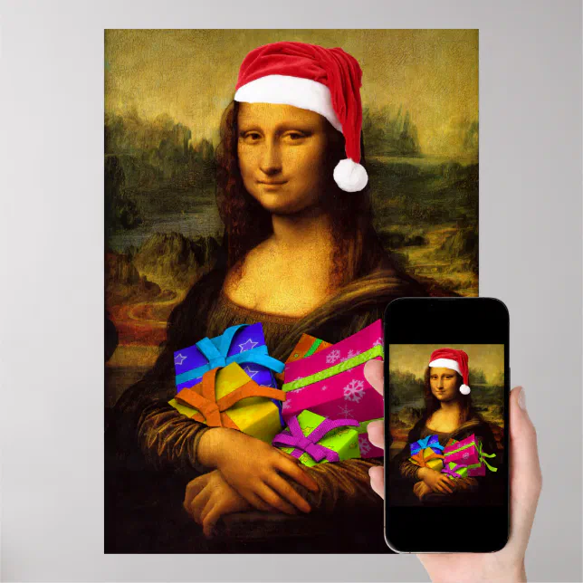 Mona Lisa Comes As Santa Claus Poster | Zazzle