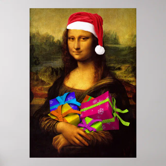 Mona Lisa Comes As Santa Claus Poster | Zazzle