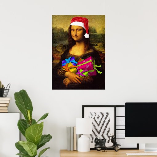 Mona Lisa Comes As Santa Claus Poster | Zazzle