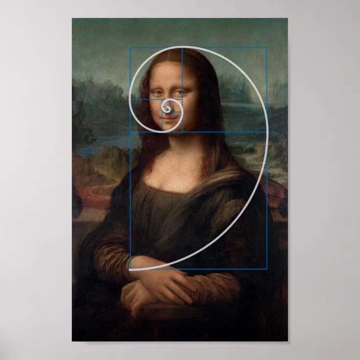 Mona Lisa Fibonacci Spiral Gold Ratio Poster | Zazzle