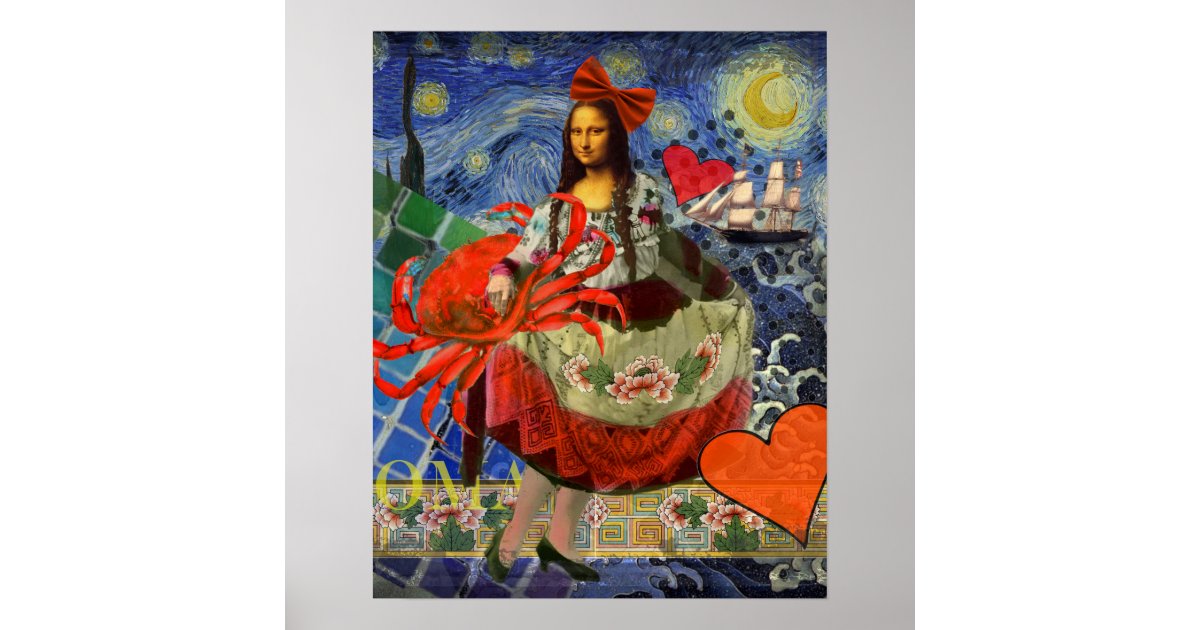 Mona Lisa Fun Zodiac Whimsical Poster | Zazzle