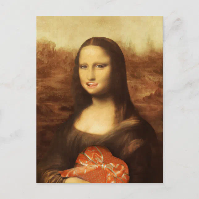 Mona Lisa Heart Valentine's Day Kiss Holiday Postcard | Zazzle