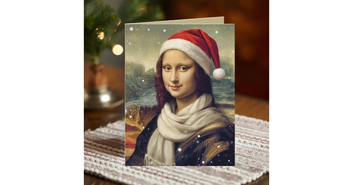 Mona Lisa in Santa hat -funny quote Card | Zazzle
