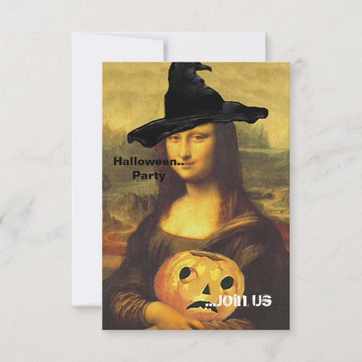 Mona Lisa ~ In Witch Costume Party Invitations | Zazzle
