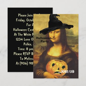 Mona Lisa ~ In Witch Costume Party Invitations | Zazzle